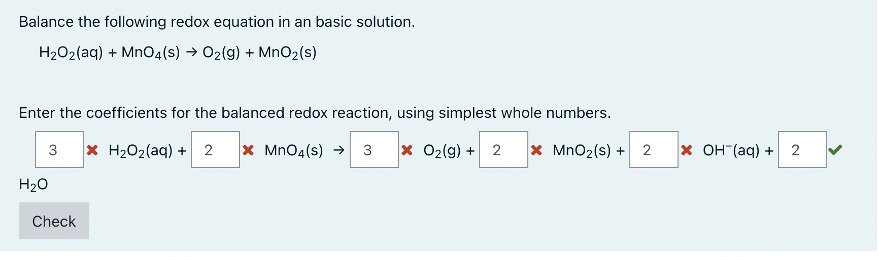 Solved Balance the following redox equation in an basic | Chegg.com