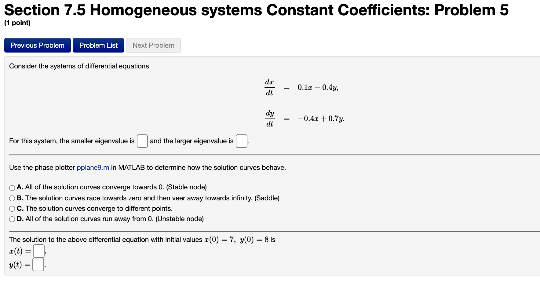 Solved Section 7.5 Homogeneous systems Constant | Chegg.com