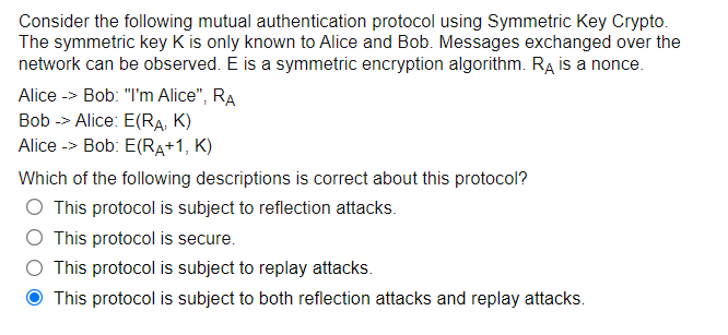 Solved 7 Consider the following mutual authentication | Chegg.com