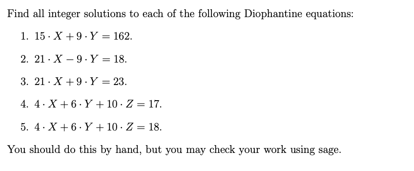 Solved Find all integer solutions to each of the following | Chegg.com