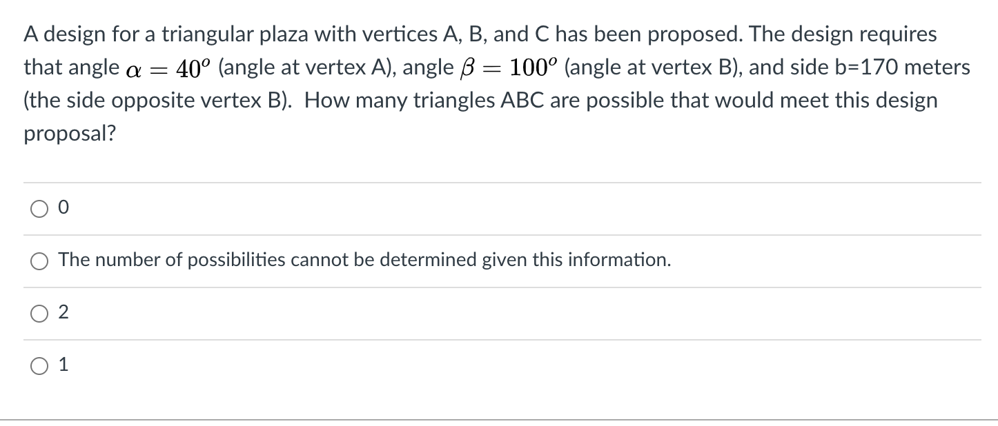 Solved A design for a triangular plaza with vertices A, B, | Chegg.com