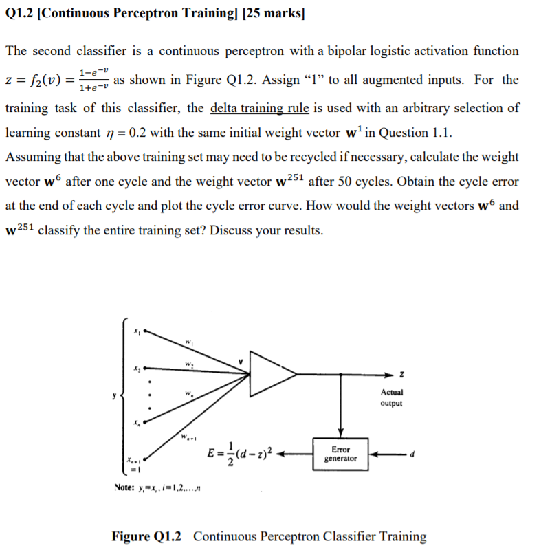 QUESTION ONE (50 marks] Two perceptron classifiers | Chegg.com