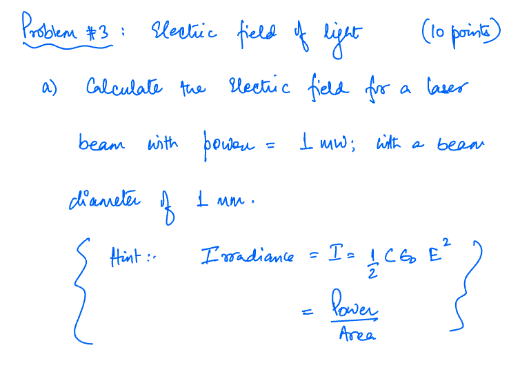 Solved roblem #3: Slectic field of light (10 points) a) | Chegg.com Solved roblem #3: Slectic field of light (10 points) a) | Chegg.com