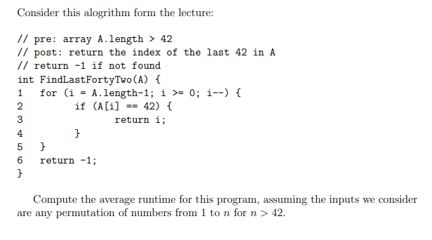 Solved Consider this alogrithm form the lecture: // pre: | Chegg.com