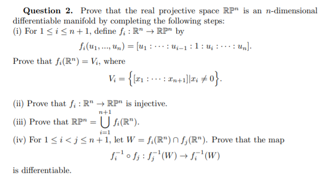 Solved Question 2. Prove that the real projective space RP | Chegg.com