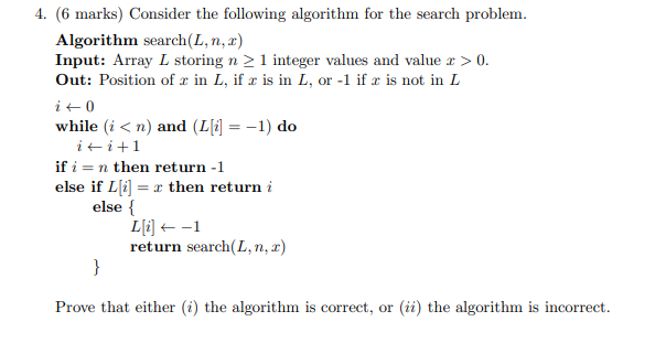 Solved If algorithm is correct explain for ALL CASES, not | Chegg.com