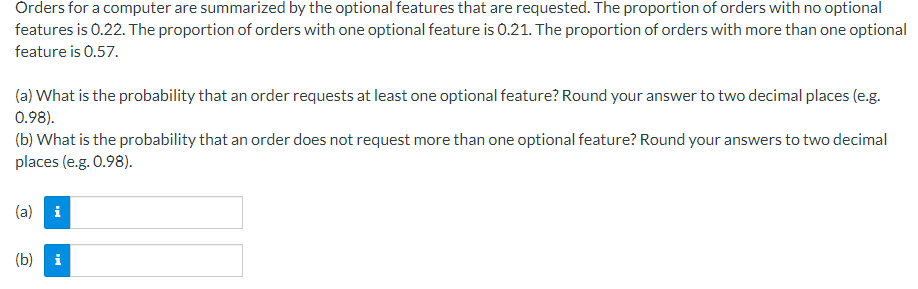 Solved Orders for a computer are summarized by the optional | Chegg.com