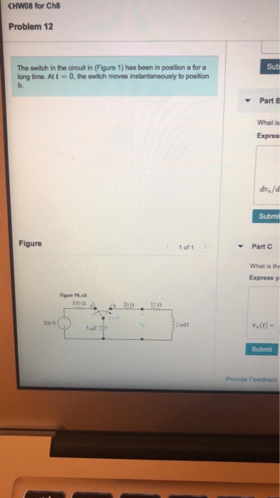 Solved CHW08 for Ch8 Problem 12 Sub The switch in the | Chegg.com