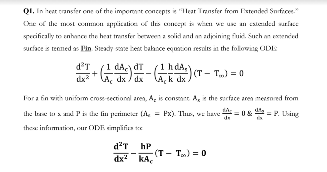 Solved Q1. In heat transfer one of the important concepts is | Chegg.com