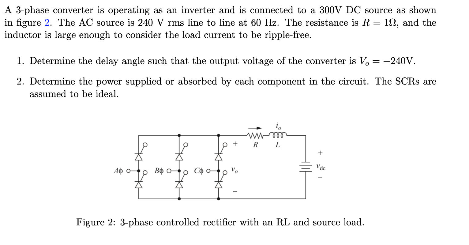 Solved A 3-phase converter is operating as an inverter and | Chegg.com