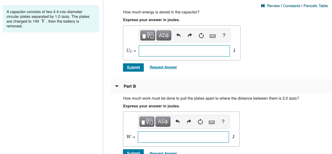 Solved A Review | Constants Periodic Table A capacitor | Chegg.com