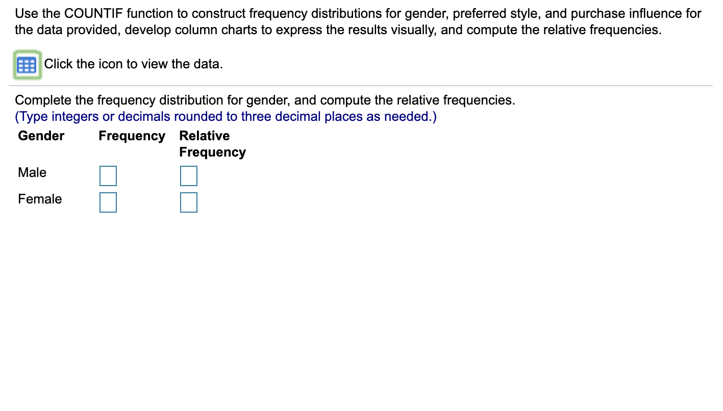 Solved Use The Countif Function To Construct Frequency 0757