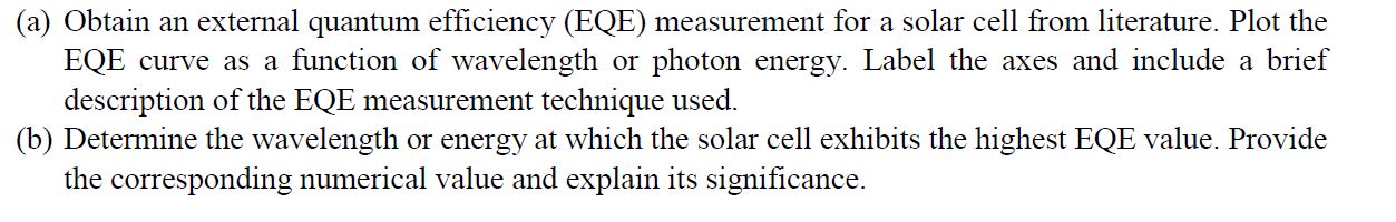 Solved (a) Obtain an external quantum efficiency (EQE) | Chegg.com