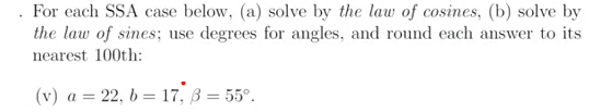 Solved For each SSA case below, (a) solve by the law of | Chegg.com