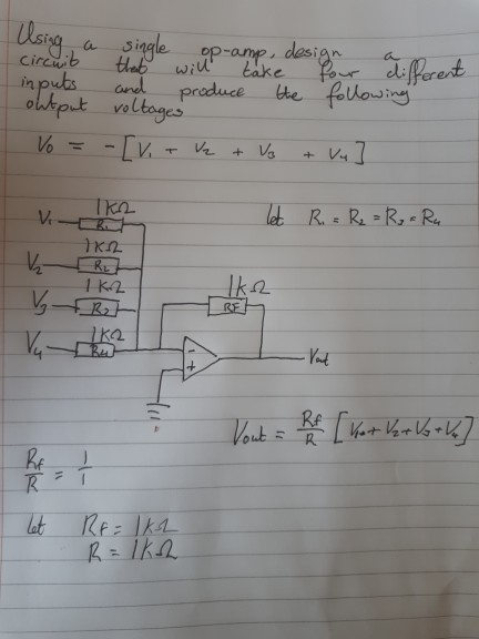 Solved a)using a single op-amp, design a circuit that will | Chegg.com