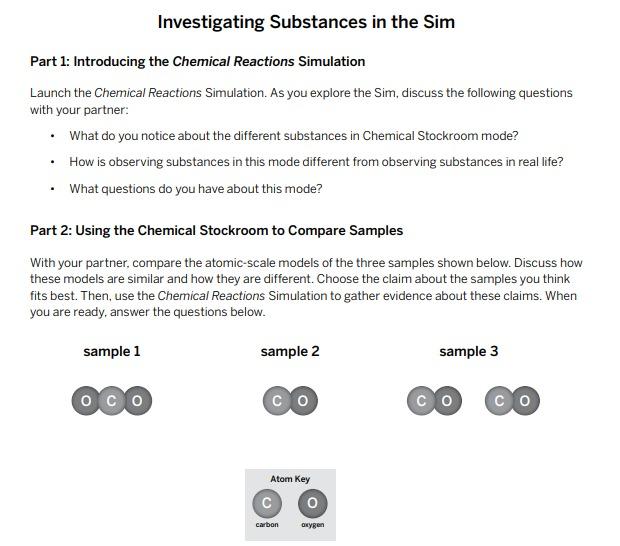 Solved Investigating Substances in the Sim Part 1: | Chegg.com