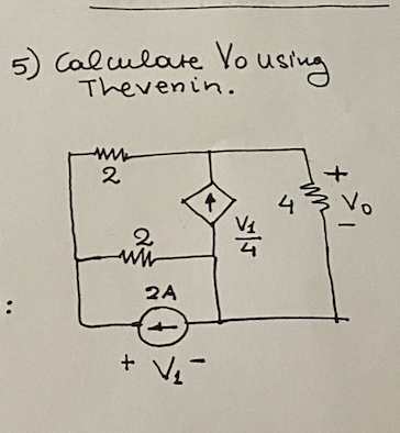 Solved 5) Calculate Vo using Thevenin. | Chegg.com