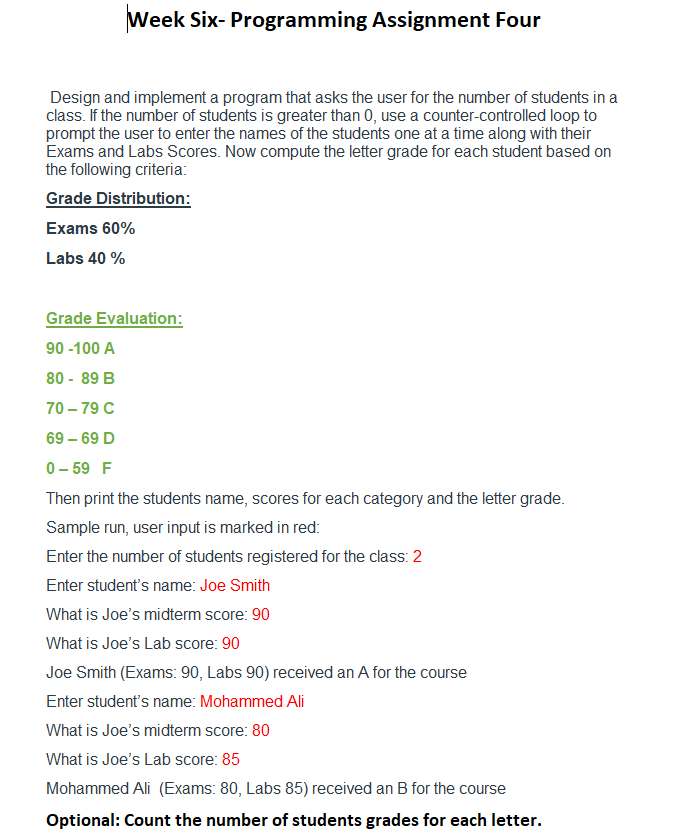 Solved Week Six Programming Assignment Four Design And 