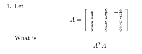 Solved 1. Let A= What is AT A | Chegg.com