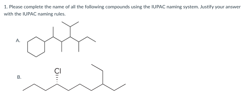 Solved Please complete the name of all the following | Chegg.com
