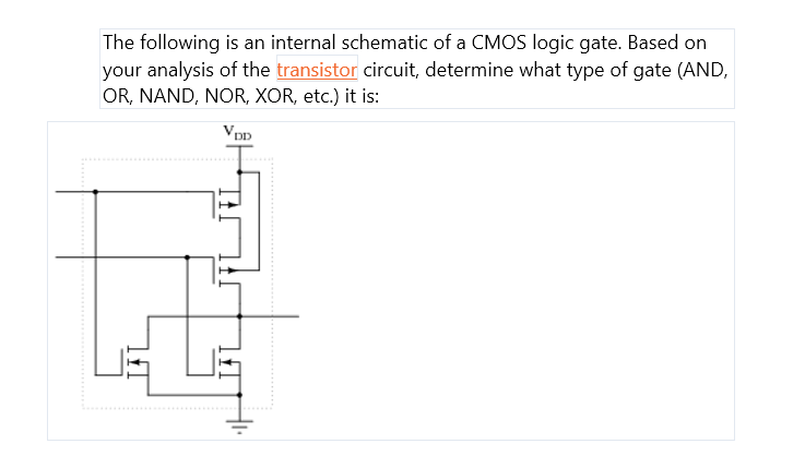 Solved The following is an internal schematic of a CMOS | Chegg.com