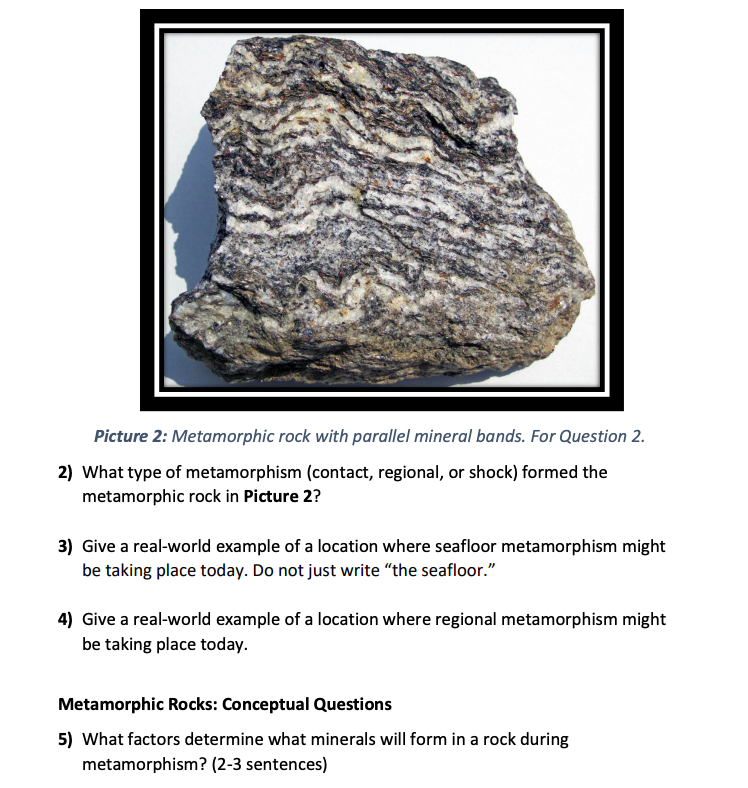 Solved Types of Metamorphism Picture 1: Mafic igneous | Chegg.com