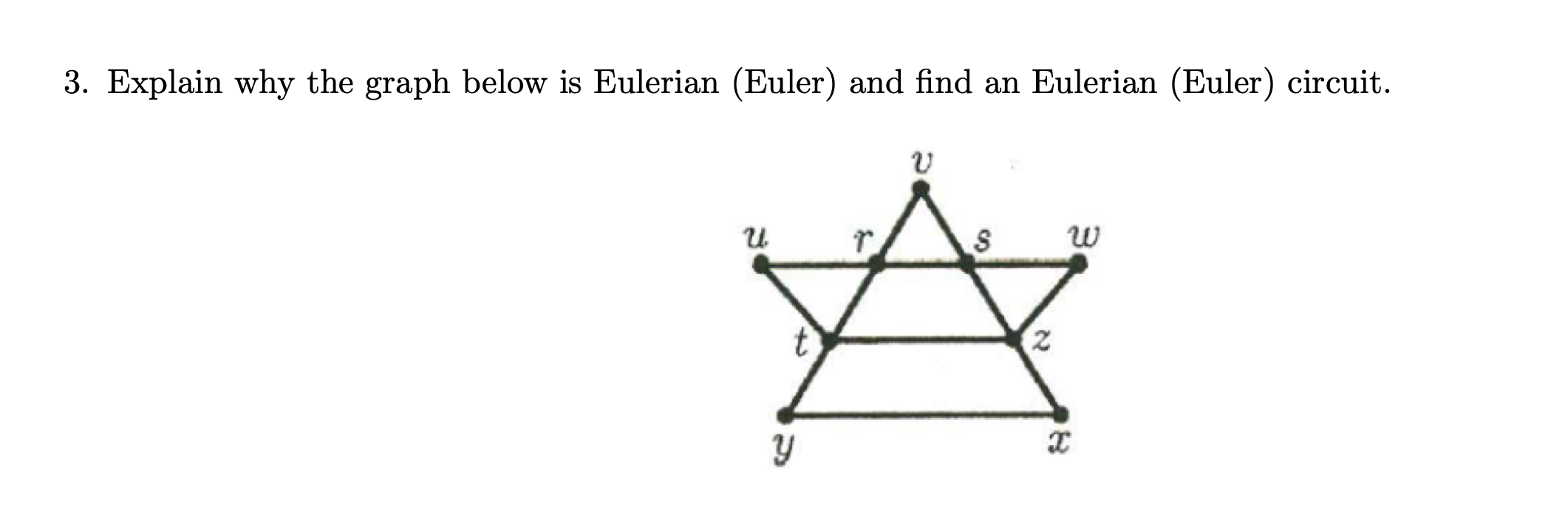 Solved 3. Explain why the graph below is Eulerian (Euler) | Chegg.com