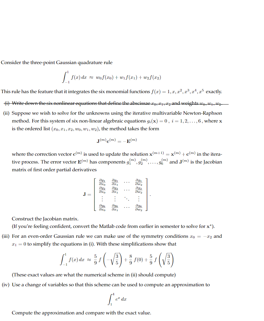 Solved Consider the three-point Gaussian quadrature rule L | Chegg.com