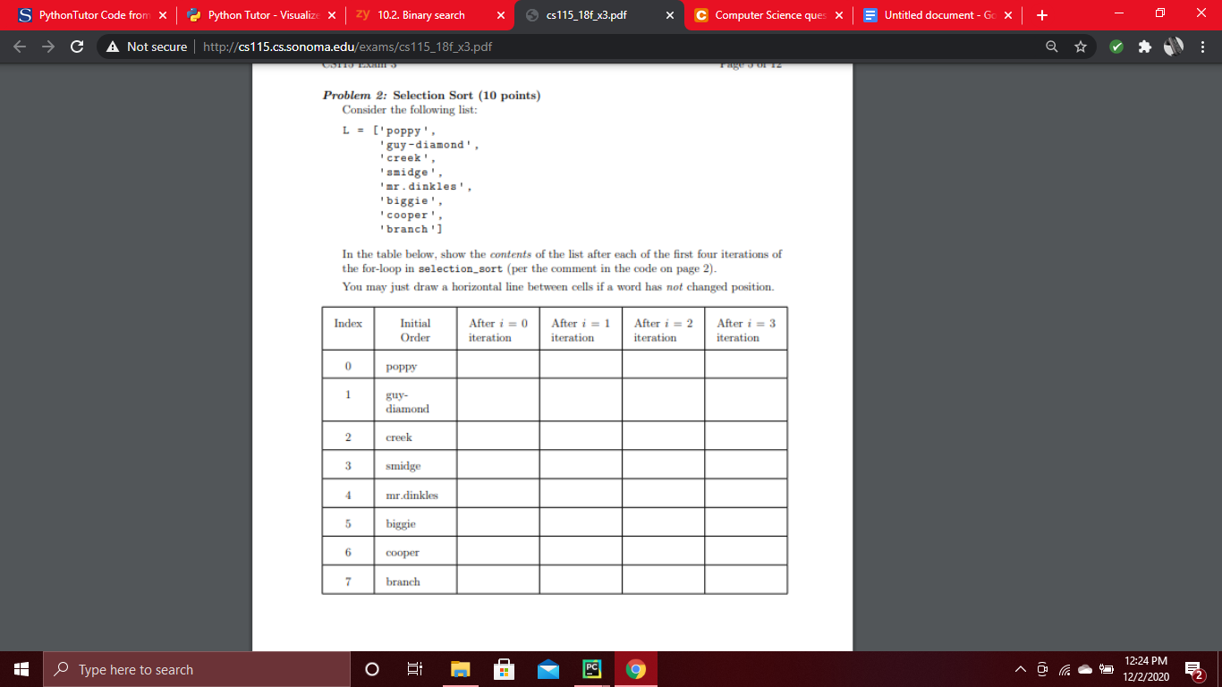 Solved S Python Tutor Code From X Python Tutor Visualize X