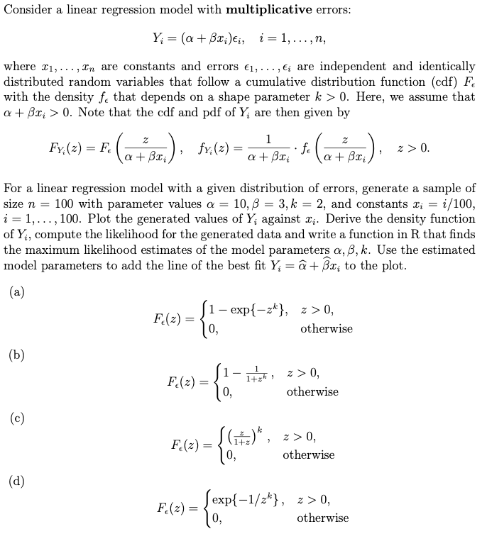 Solved Consider a linear regression model with | Chegg.com