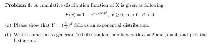 Solved Problem 3: A cumulative distribution function of X is | Chegg.com