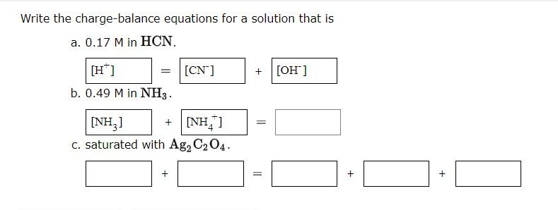 Solved Write the charge-balance equations for a solution | Chegg.com