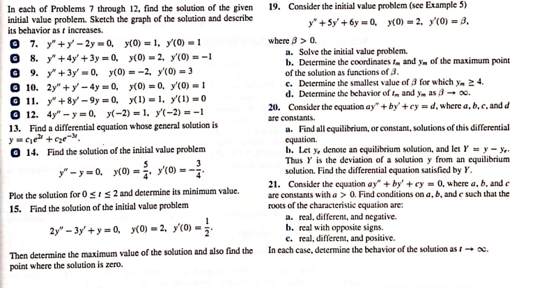 Solved G In each of Problems 7 through 12, find the solution | Chegg.com