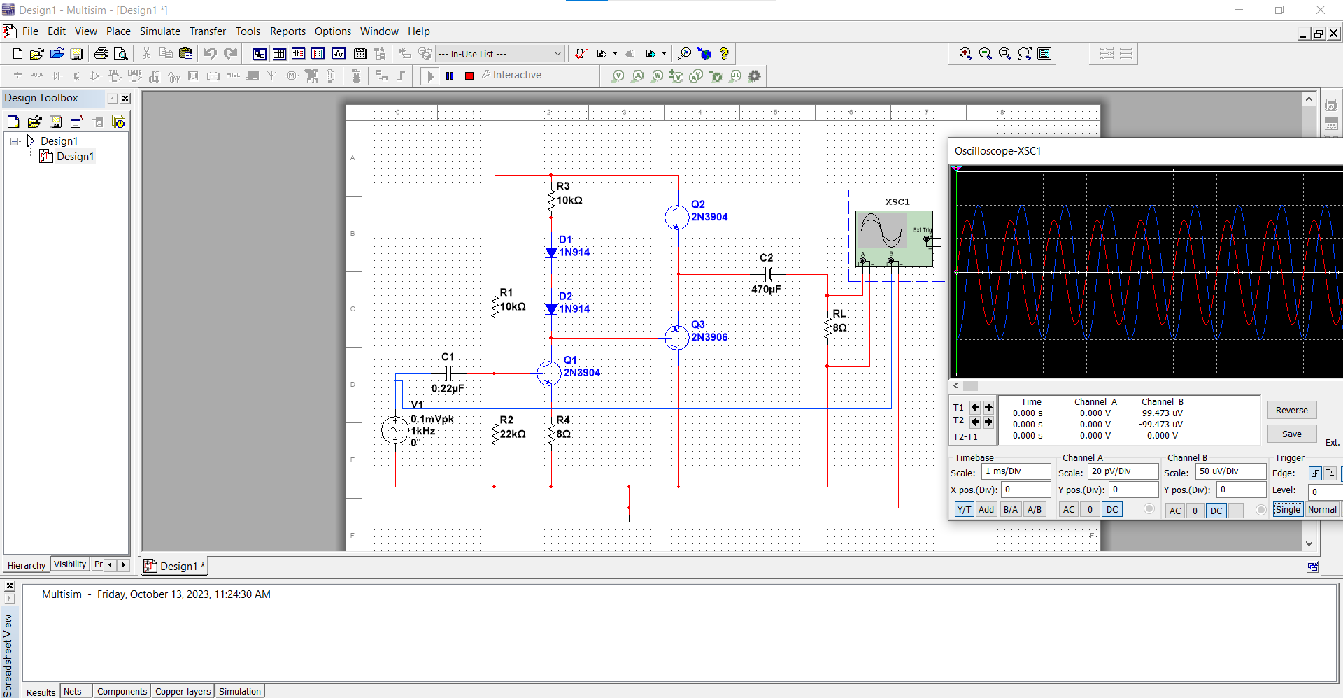 Solved I am trying to design an AB class audio amplifier | Chegg.com