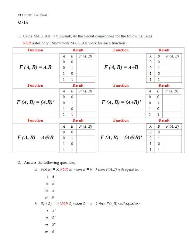 Solved Ecce 203 Lab Final Q1 1 Using Matlab → Simulink 