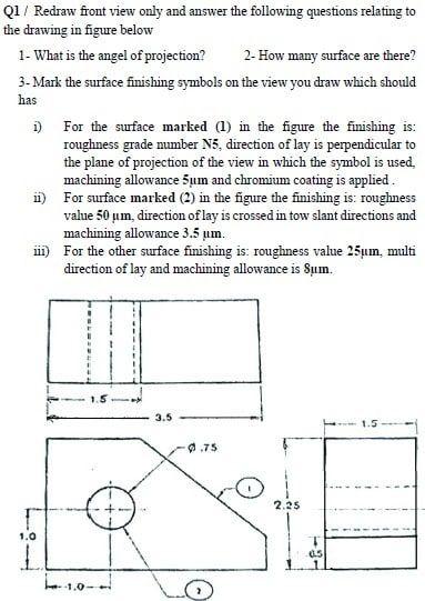 Solved Q1 / Redraw front view only and answer the following | Chegg.com