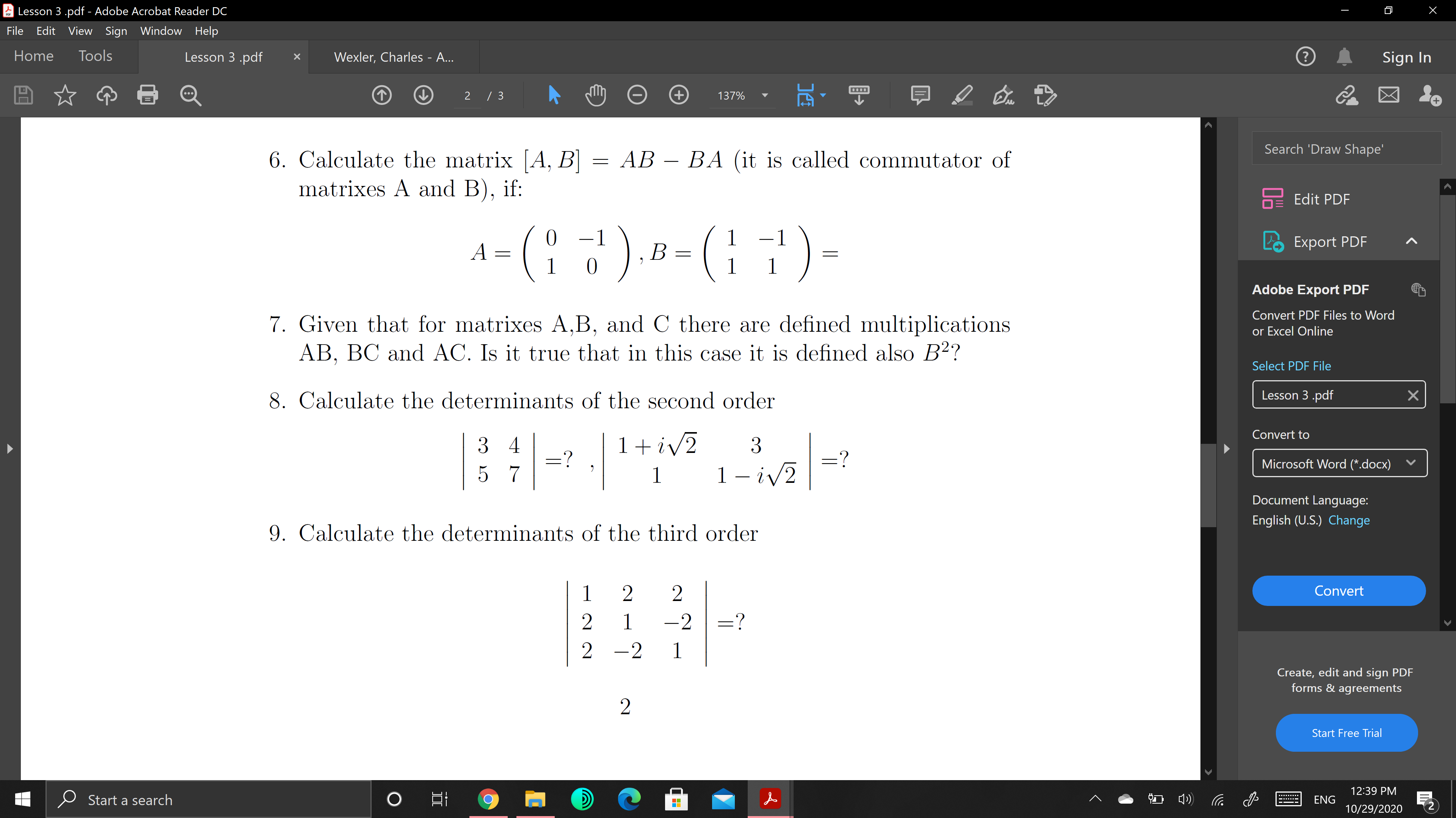 Solved х Lesson 3 .pdf - Adobe Acrobat Reader DC File Edit | Chegg.com