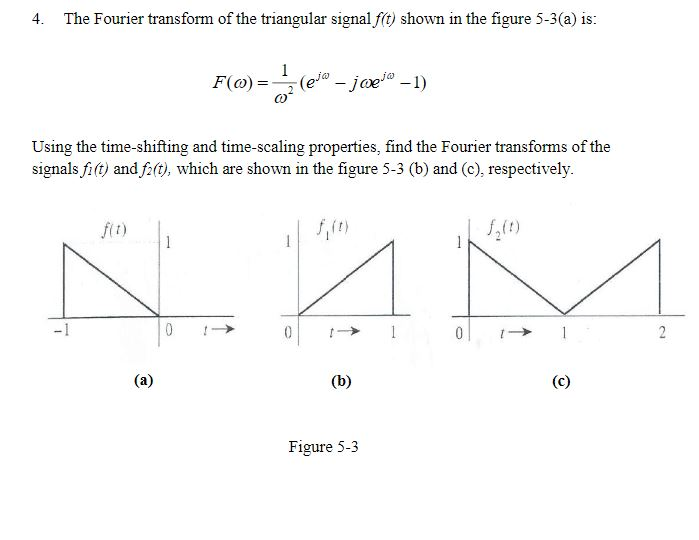 Solved 4. The Fourier transform of the triangular signal | Chegg.com