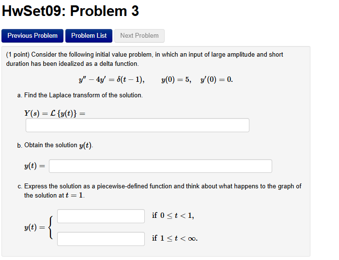 Solved (1 ﻿point) ﻿Consider the following initial value | Chegg.com