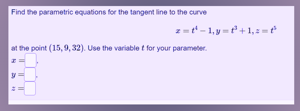 Solved Find the parametric equations for the tangent line to | Chegg.com