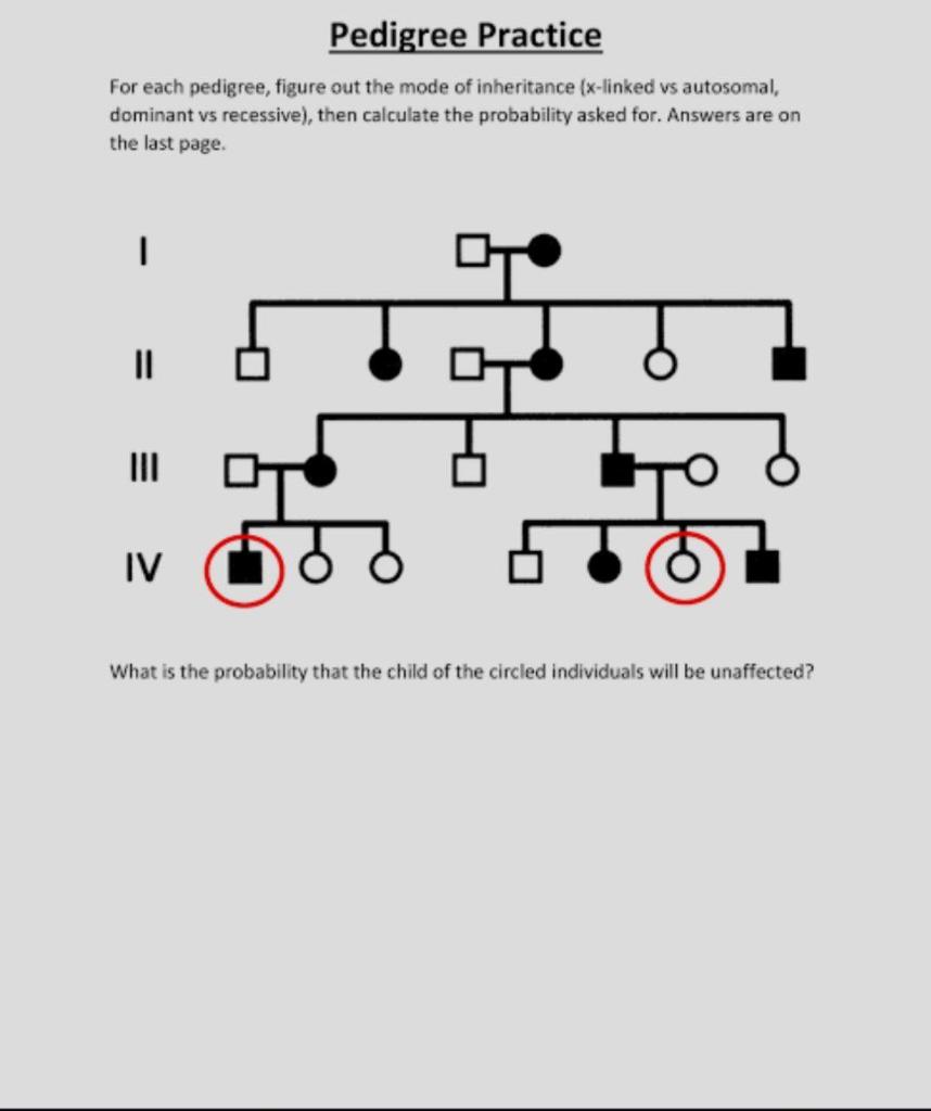 Solved Pedigree Practice For each pedigree, figure out the | Chegg.com