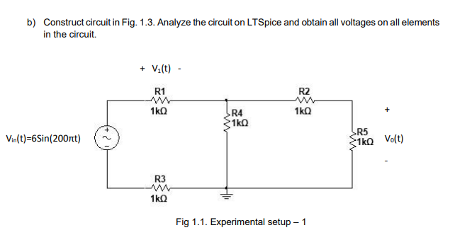 Solved b) Construct circuit in Fig. 1.3. Analyze the circuit | Chegg.com