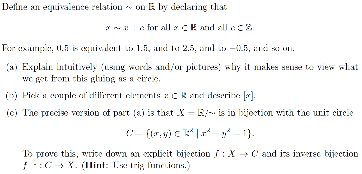 Solved Define an equivalence relation ~ on R by declaring | Chegg.com