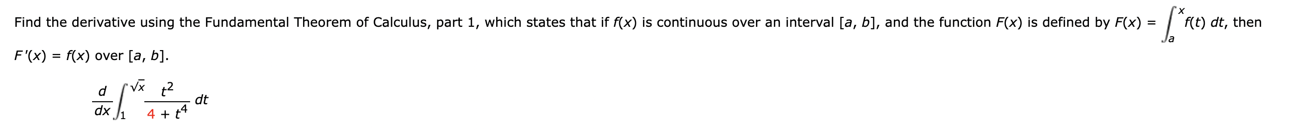 Solved Find the derivative using the Fundamental Theorem of | Chegg.com