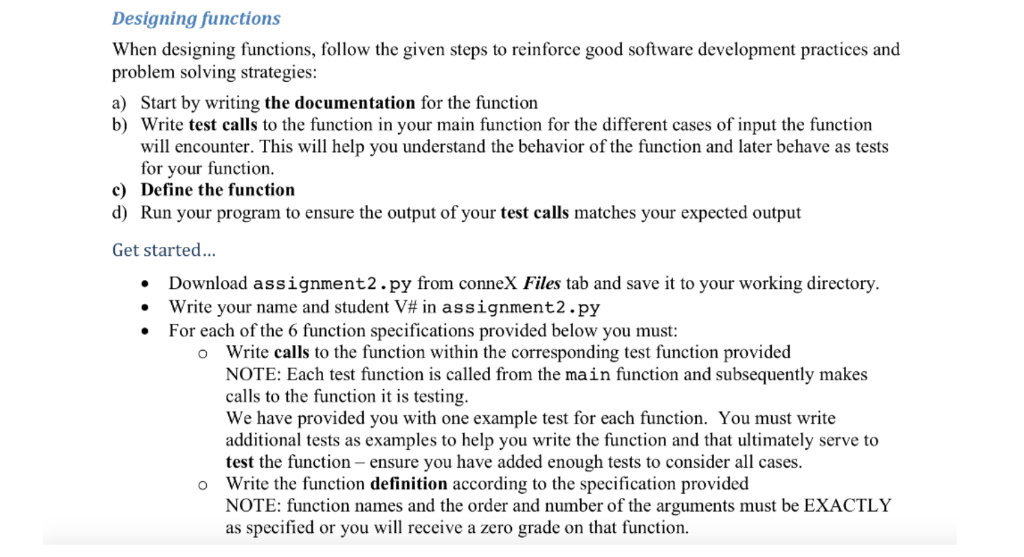 Solved Designing functions When designing functions, follow | Chegg.com