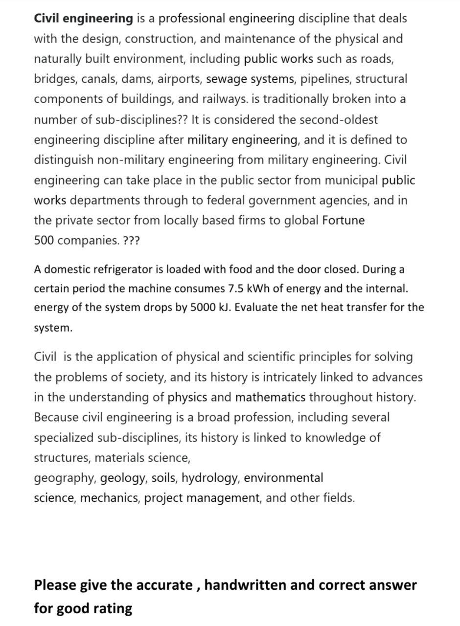 Solved Civil engineering is a professional engineering | Chegg.com