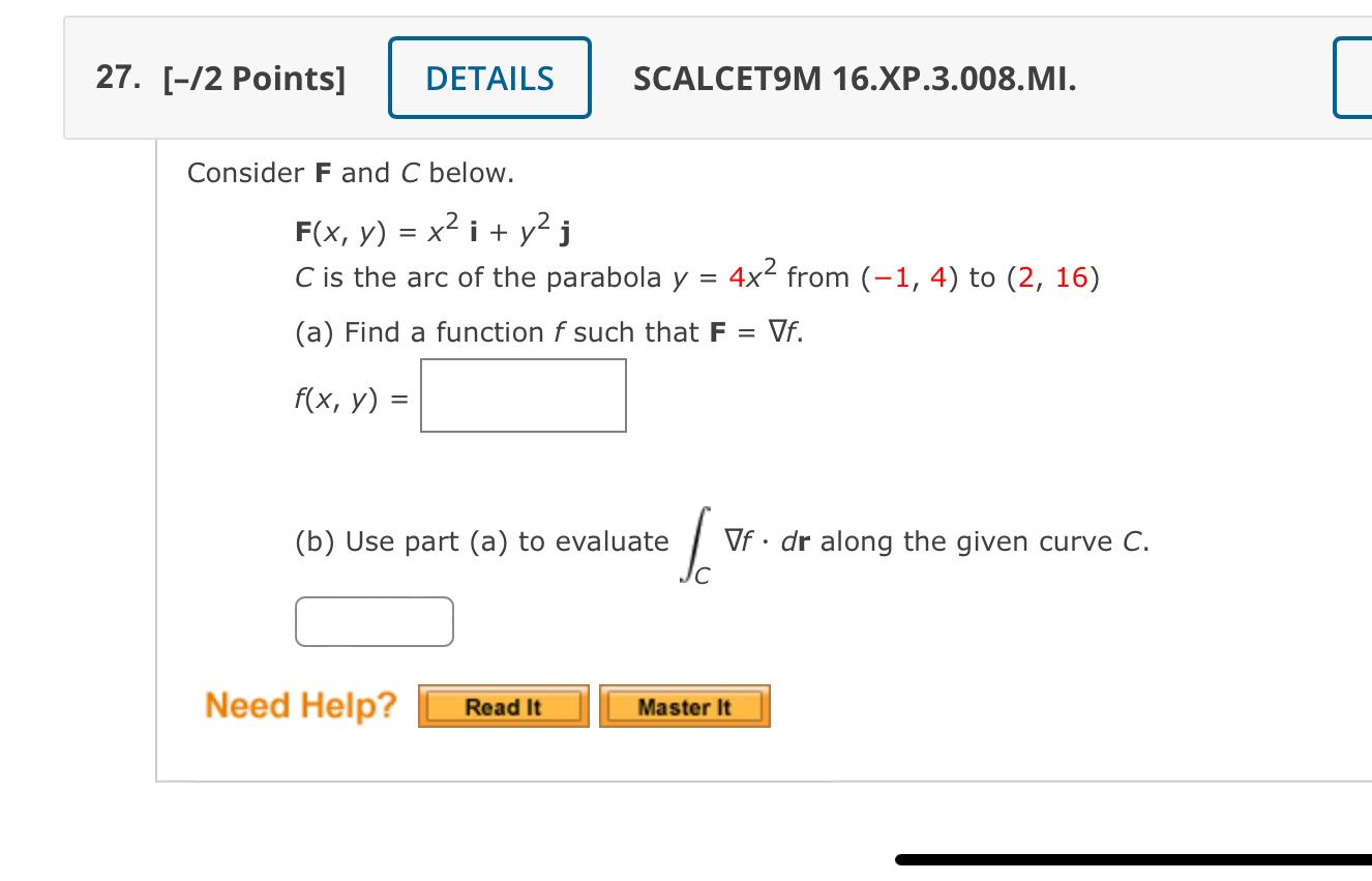 Solved Consider F and C below. F(x,y)=x2i+y2j C is the arc | Chegg.com