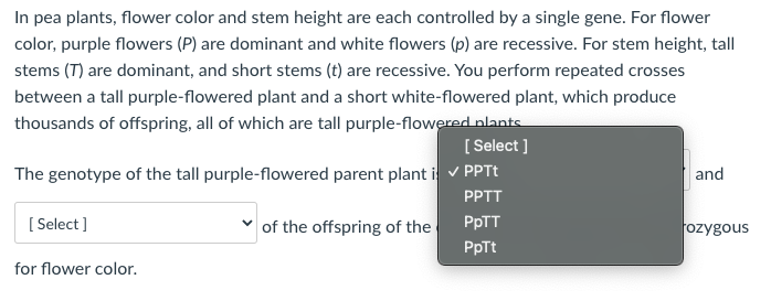Solved In pea plants, flower color and stem height are each | Chegg.com