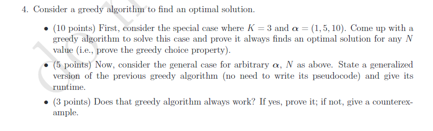 Exercise 1: dynamic programming and greedy algorithms | Chegg.com
