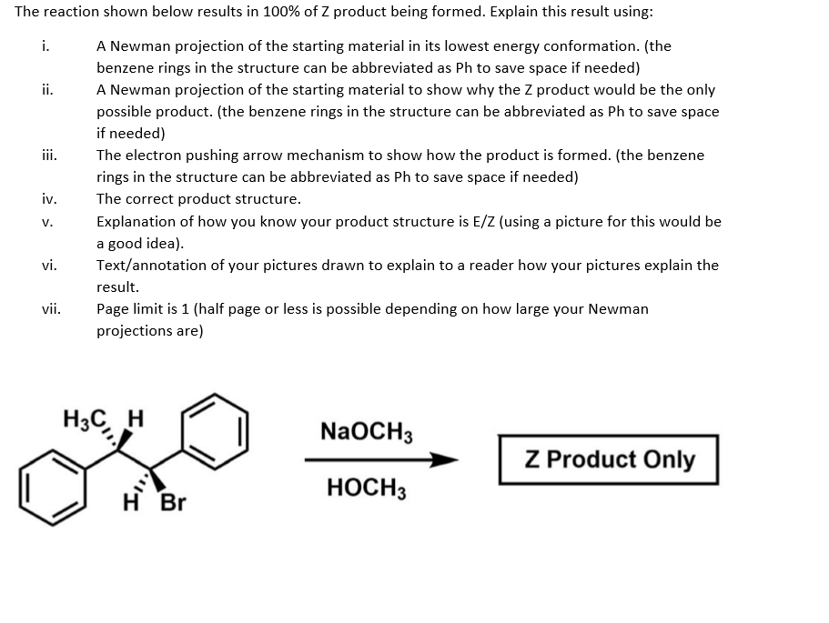 Solved The reaction shown below results in 100% of Z product | Chegg.com